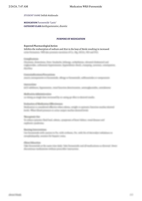 Solution Information Theory Ee Ma 126 Ab Medication Wk8 Furosemide