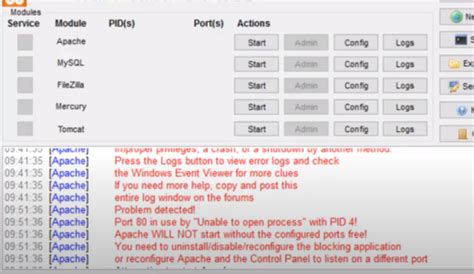Xampp Port 80 In Use By Unable To Open Process With Pid 4 Devops Support