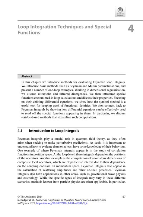 Pdf Loop Integration Techniques And Special Functions