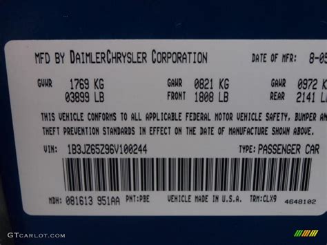 2006 Dodge Viper Srt 10 Color Code Photos