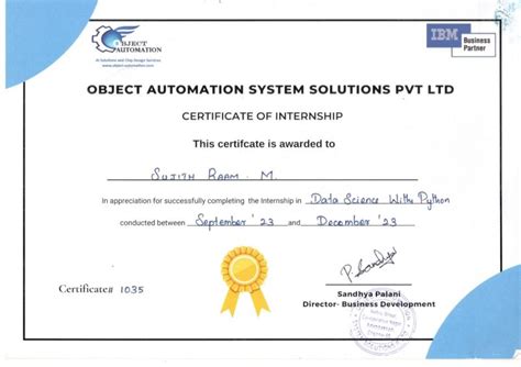 Sujith Raam On Linkedin Happy To Announce The Completion Of My Datascience Internship Certificate