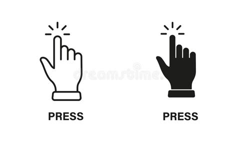Press Gesture Of Computer Mouse Line And Silhouette Color Icon Set