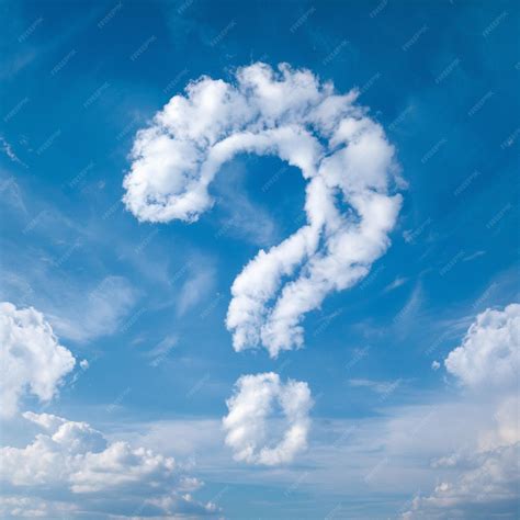 Sky With Fluffy Clouds Prominent Question Mark Shaped Cloud Evokes Curiosity For Social Media