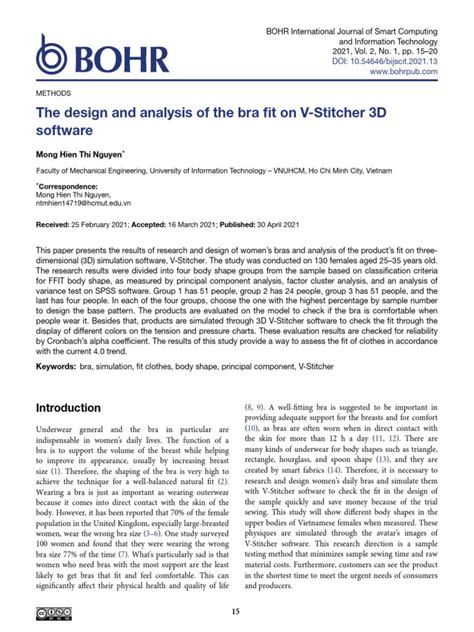 The Design And Analysis Of The Bra Fit On V Stitcher 3d Software Pdf