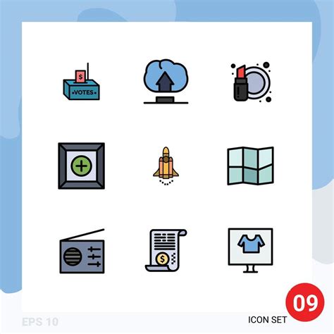 Universal Icon Symbols Group Of 9 Modern Filledline Flat Colors Of Marketing Launch Beauty