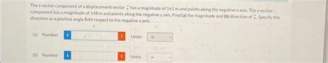 solved the x vector component of a displacement vector r has