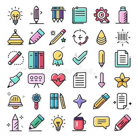 Creative And Design Icons Set 36 Colorful Vector Illustrations For Web And Mobile Stock