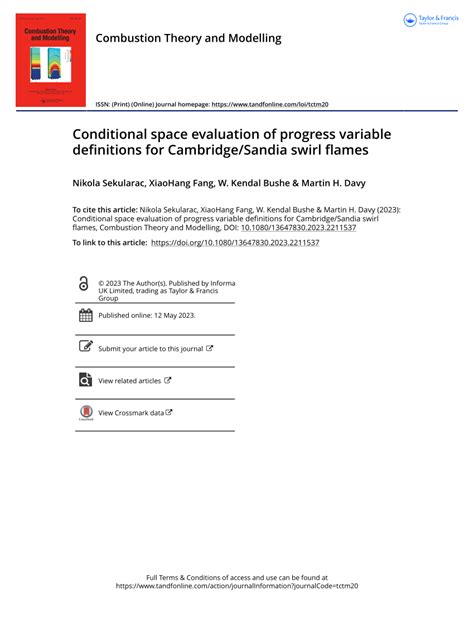 Pdf Conditional Space Evaluation Of Progress Variable Definitions For