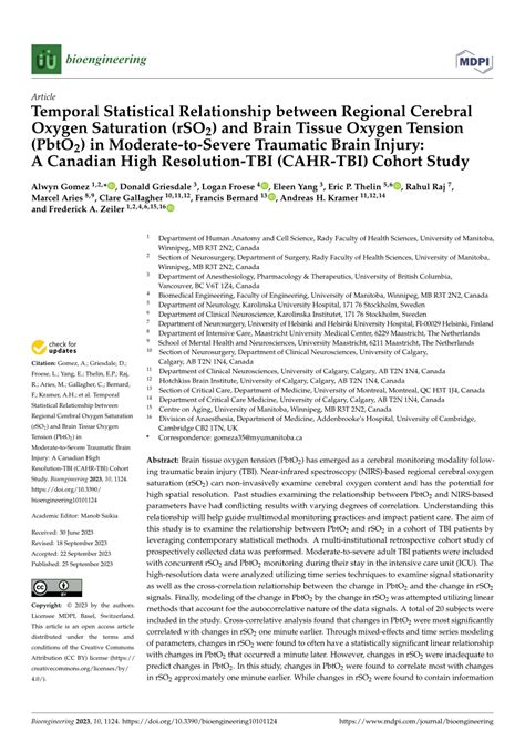 Pdf Temporal Statistical Relationship Between Regional Cerebral Oxygen Saturation Rso2 And
