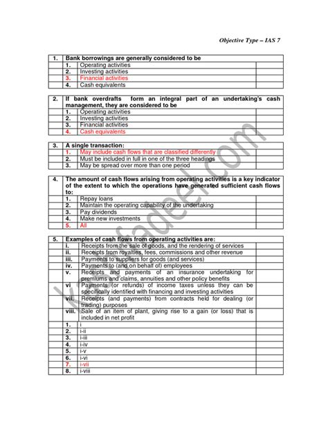 08 Objective Type Ias 7 Statement Of Cash Flows B18 Pdf Investing Cash Flow Statement