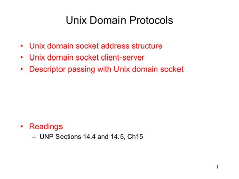 Unix Domain Protocols Sockets And Descriptor Passing