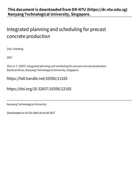 Integrated Planning And Scheduling For Precast Concret Production Pdf Simulation