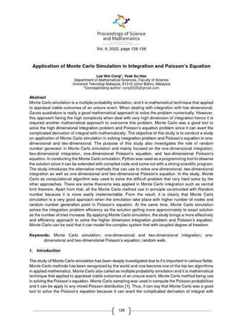 Applicationofmontecarlosimulationinintegration2022 Pdf Pdf Monte