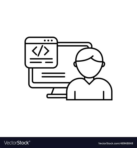 Programmer Icon In Linear Style Royalty Free Vector Image