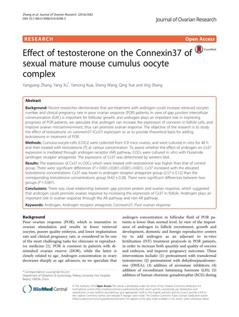 Pdf Effect Of Testosterone On The Connexin37 Of Sexual Mature Mouse