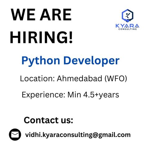 Vidhi Suthar On Linkedin Hiring Seniorpythondeveloper Ahmedabadjobs Careeropportunity