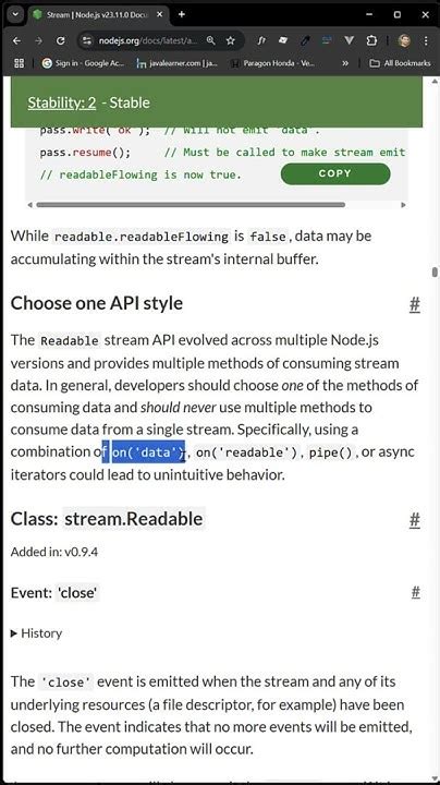 Choosing One Api Style To Implement The Readable Streams In Nodejs Official Docs Youtube