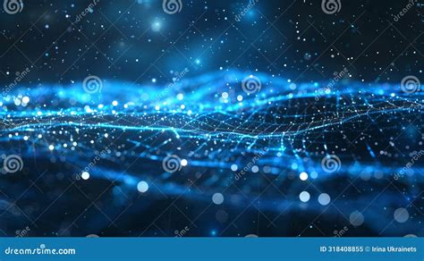 Digital Network Connection Concept In Blue Abstract Data Stream Visualization Futuristic
