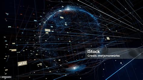 홀로그램 행성 지구입니다 기술 배경입니다 데이터에 대한 스톡 사진 및 기타 이미지 데이터 글로벌 비즈니스 글로벌