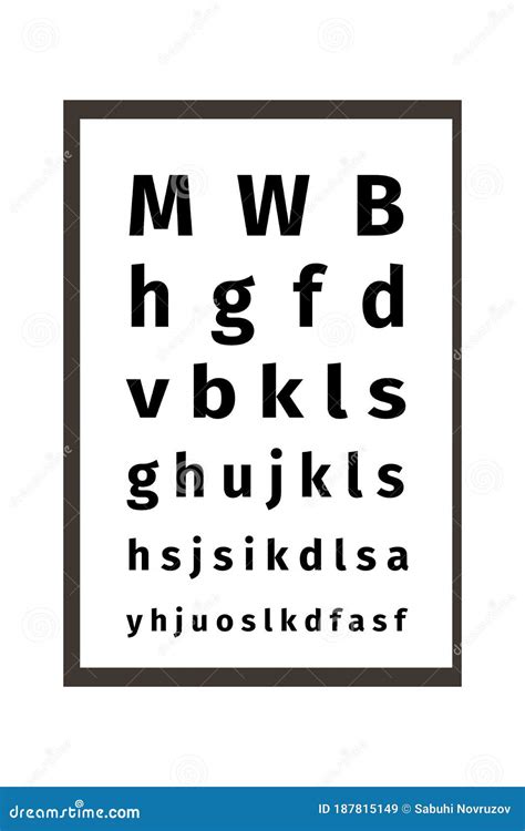 An Eye Chart Vector Illustration On White Background Ophthalmic Table For Visual Examination