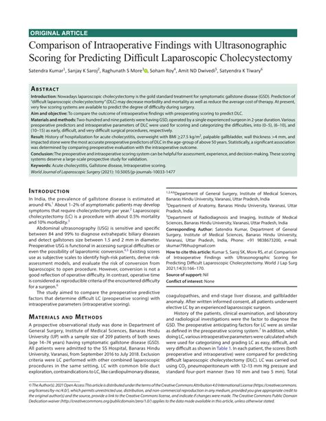 Pdf Comparison Of Intraoperative Findings With Ultrasonographic Scoring For Predicting