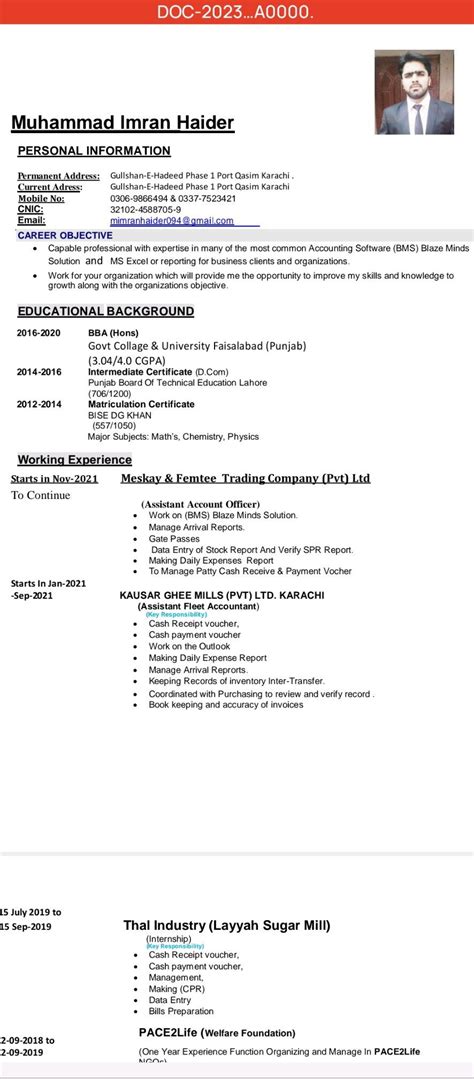 M Imran Haider On Linkedin My Experience Is Related To The Field Of Account And Thats How I