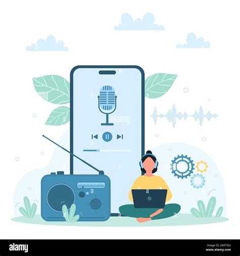 Sound Recording With Mobile App Vector Illustration Cartoon Tiny