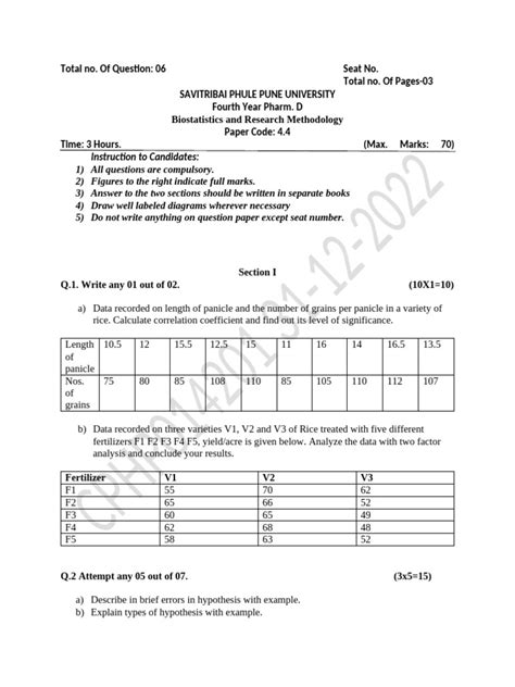 Biostat Paper Set Pdf