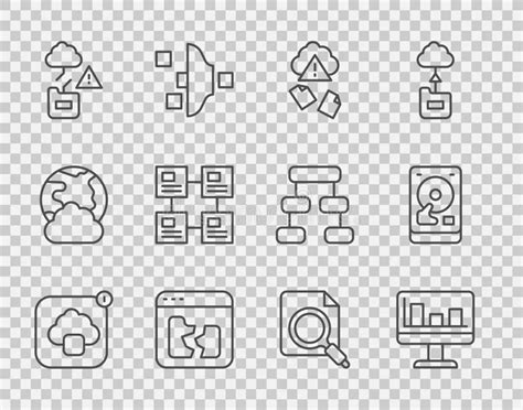 Set Line Cloud Technology Data Transfer Monitor With Graph Chart Hacking Broken File