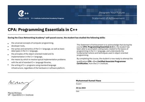 Kumail Raza On Linkedin Happy To Announce That I Received Programming Essentials In C Cisco