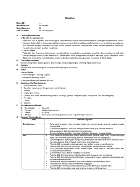 Modul Ajar Informatika 1 Bab 2 Pdf