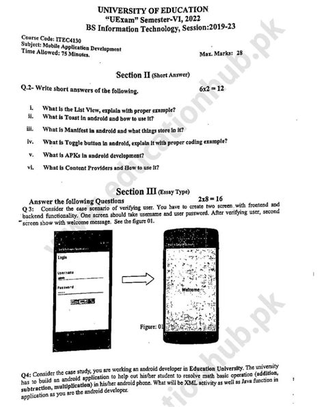 Itec4130 Mobile Application Development Bs It Education University Past Papers Education Hub