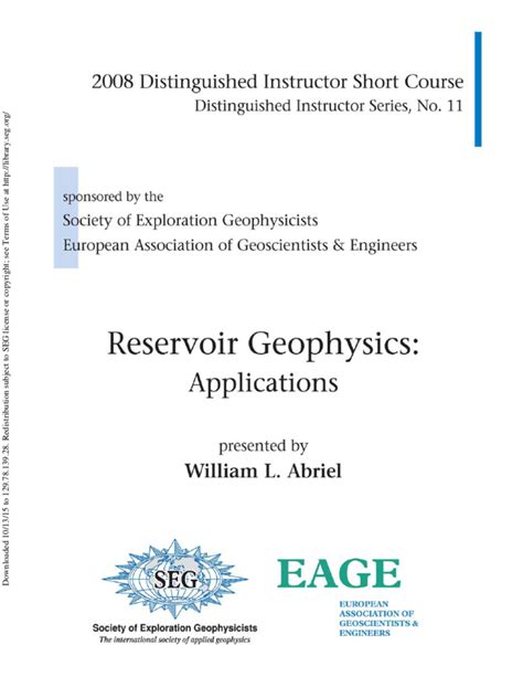 reservoir geophysica application pdf reflection seismology