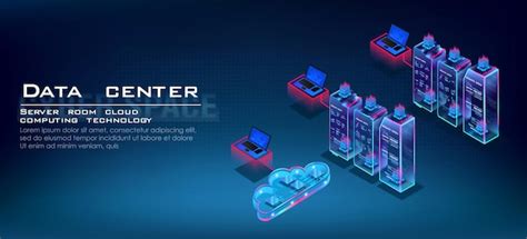 Premium Vector Data Processing And Cloud Computing Isometric Concept Server Room For Storing