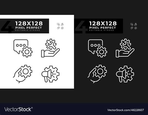 Social Media Settings Pixel Perfect Linear Icons Vector Image