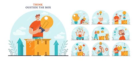 Premium Vector Out Of The Box Set Break Through The Barrier Or