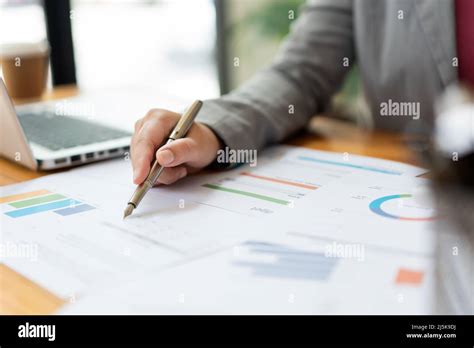 Business Analyst Concept The Data Analyst Calculating The Diagrams