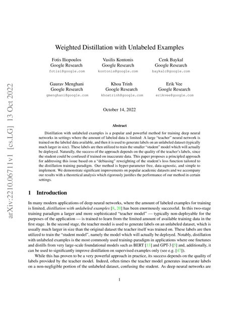 Weighted Distillation With Unlabeled Examples Deepai