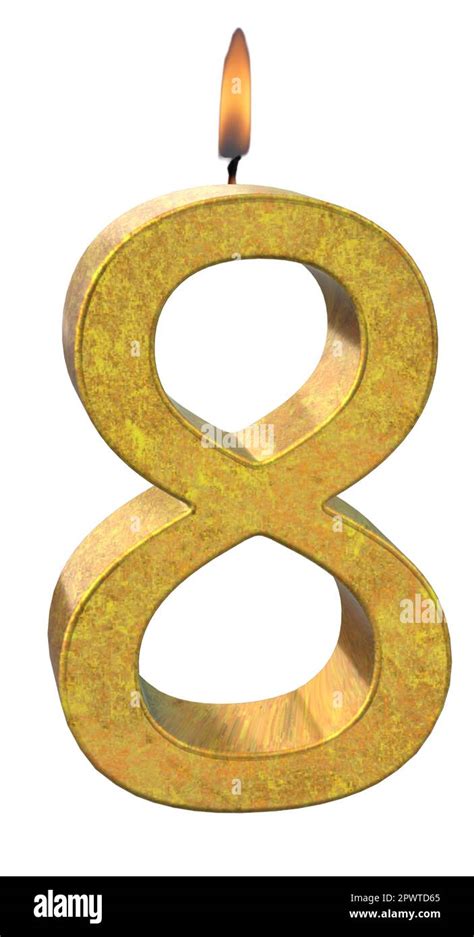 Number 8 Gold Golden Candle Stock Vector Image Art Alamy