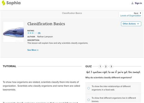 Sophia Classification Basics Activity For 6th 8th Grade Lesson Planet
