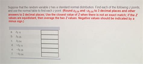 Solved Suppose That The Random Variable Z Has A Standard Chegg