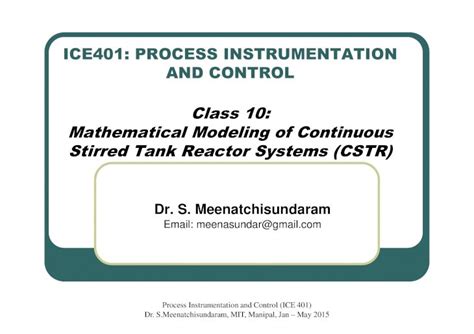 Pdf Class 10 Mathematical Modeling Of Continuous Stirred Tank Reactor Systems Cstr Dokumen