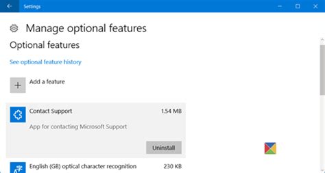 Manage Optional Features In Windows 10
