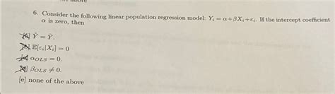 Solved Consider The Following Linear Population Regression