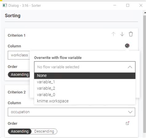 Knime Ap 53 Sorter Node Missing Functionality With Flow Variables Knime Analytics