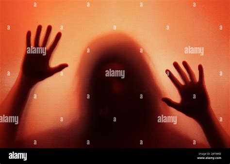Horror Ghost Woman Behind The Matte Glass Halloween Festival Concept