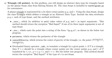 Solved A Triangle 45 Points In This Problem You Will