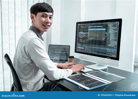 writing codes and typing data code technology programmer cooper