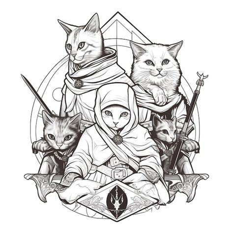 Premium Photo A Drawing Of A Cat And A Cat With A Sword Generative Ai