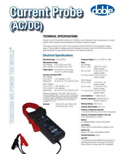Current Probe Ac Dc Doble Engineering Company Pdf Catalogs Technical Documentation